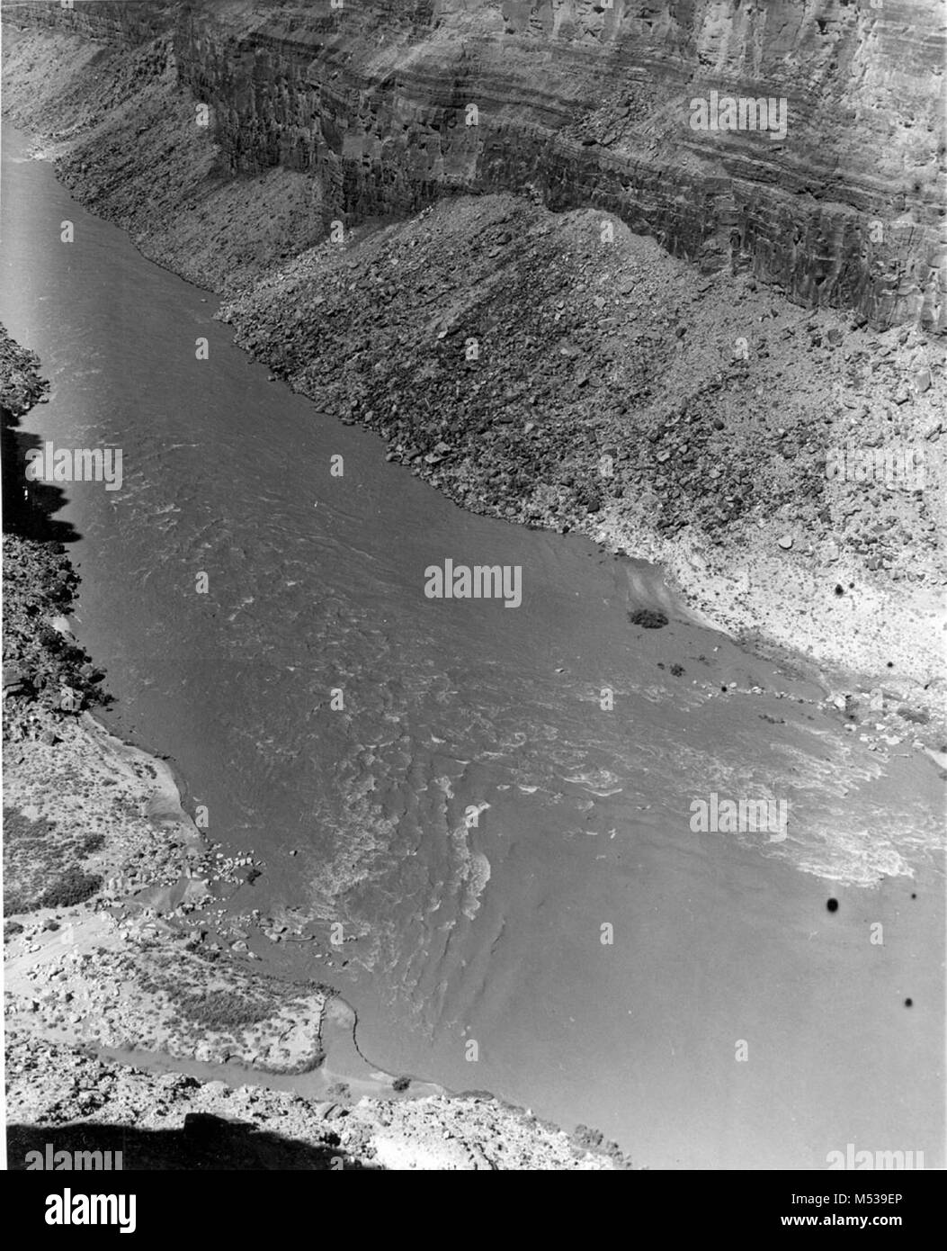 BADGER CREEK RAPIDS FROM TOP OF CANYON WALL, JUNE 19, 1952. COLORADO ...