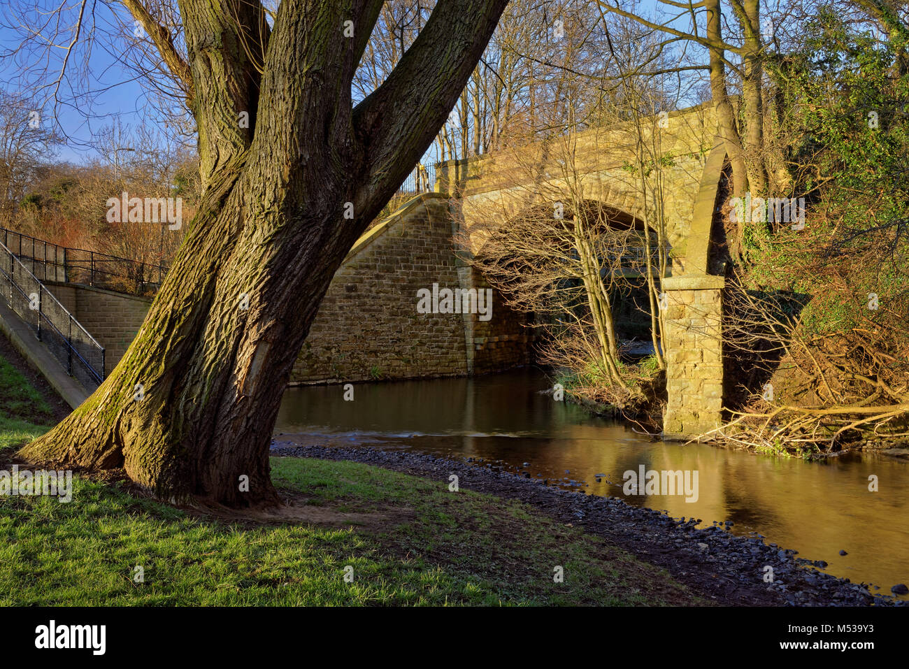 UK, South Yorkshire, Sheffield, Archer Road Bridge & River Sheaf Stock ...