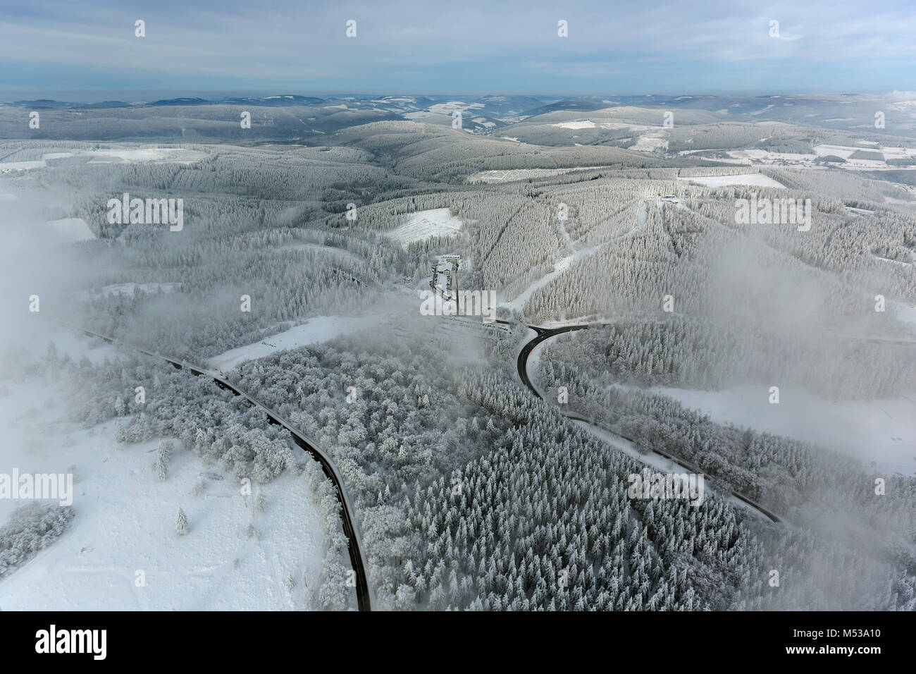 Aerial View, Winter in Winterberg, Snow, Kahler Asten Hochheide ...