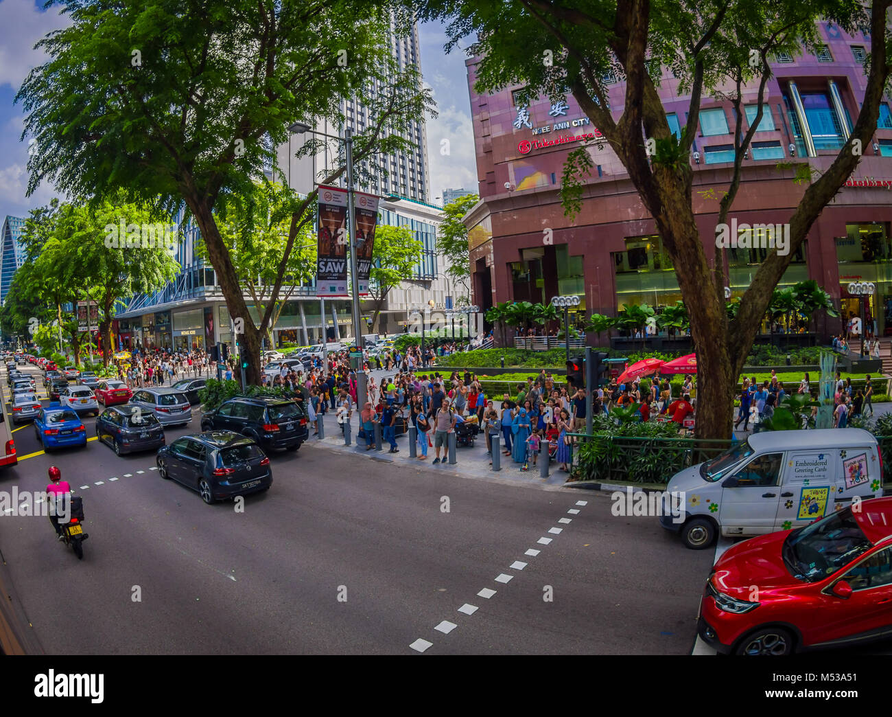 SINGAPORE, SINGAPORE - JANUARY 30. 2018: Outdoor view of crowd of ...