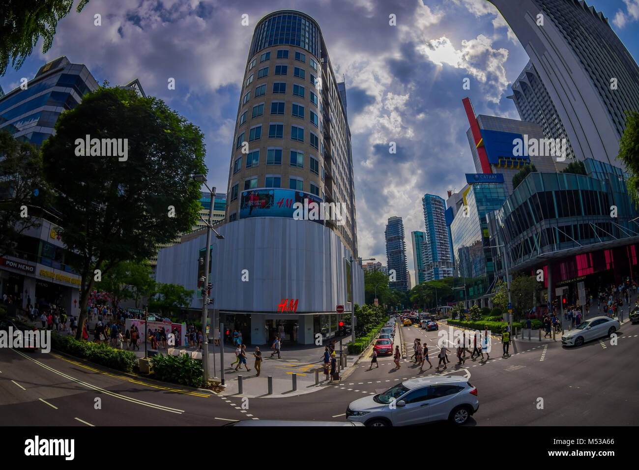 SINGAPORE, SINGAPORE - JANUARY 30. 2018: Outdoor view of crowd of ...