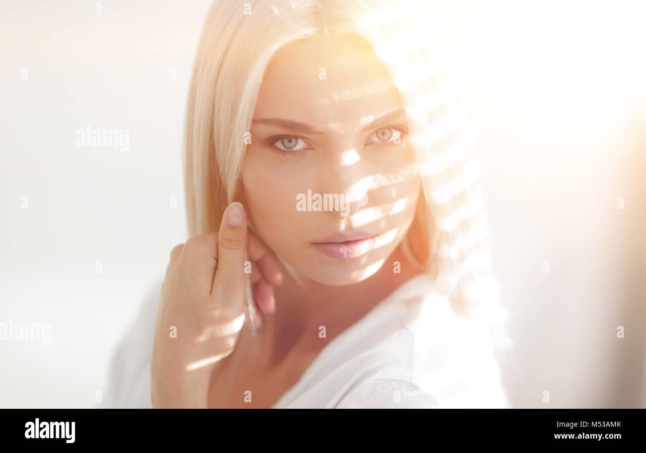 Close-up face of a modern beautiful woman Stock Photo - Alamy