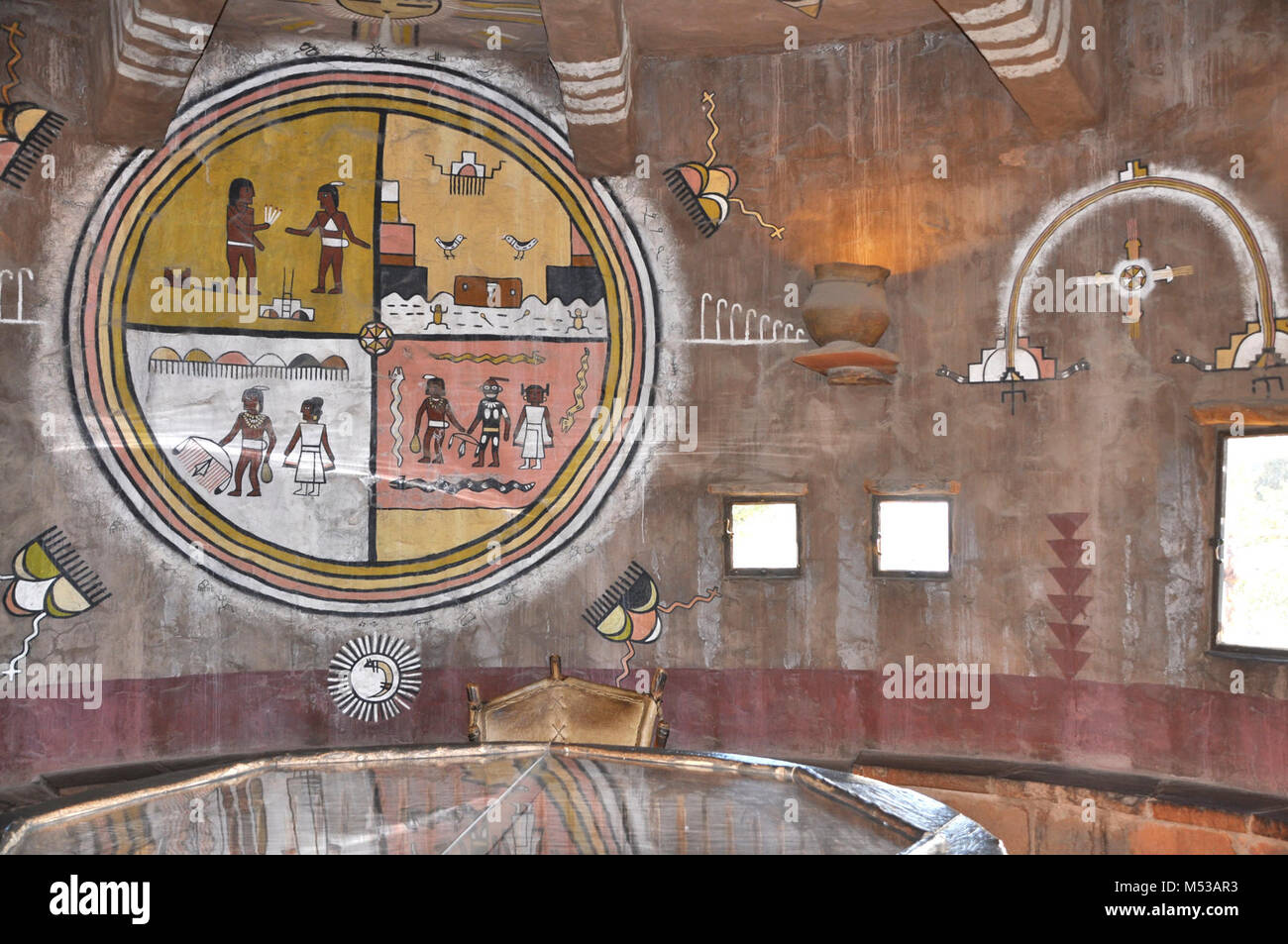 Interior of Desert View Watchtower, one of the most prominent ...