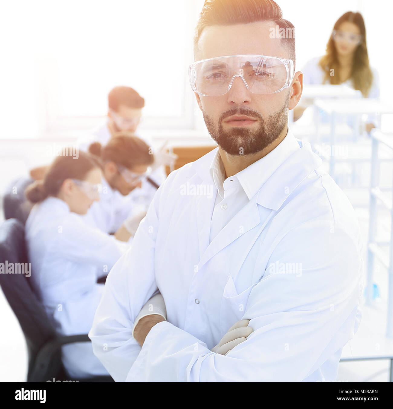 scientist microbiologist in the laboratory background Stock Photo - Alamy