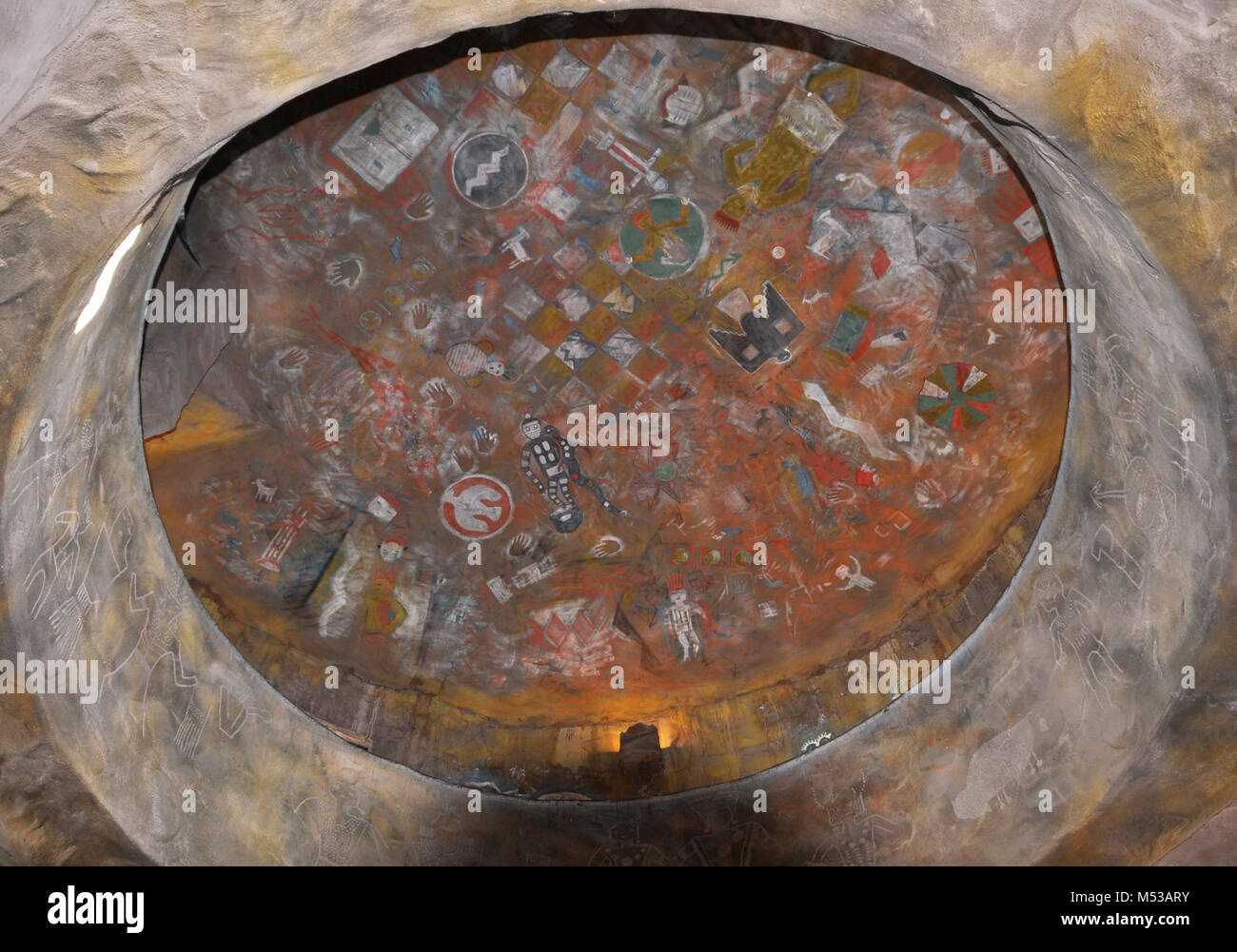 Interior of Desert View Watchtower, one of the most prominent ...