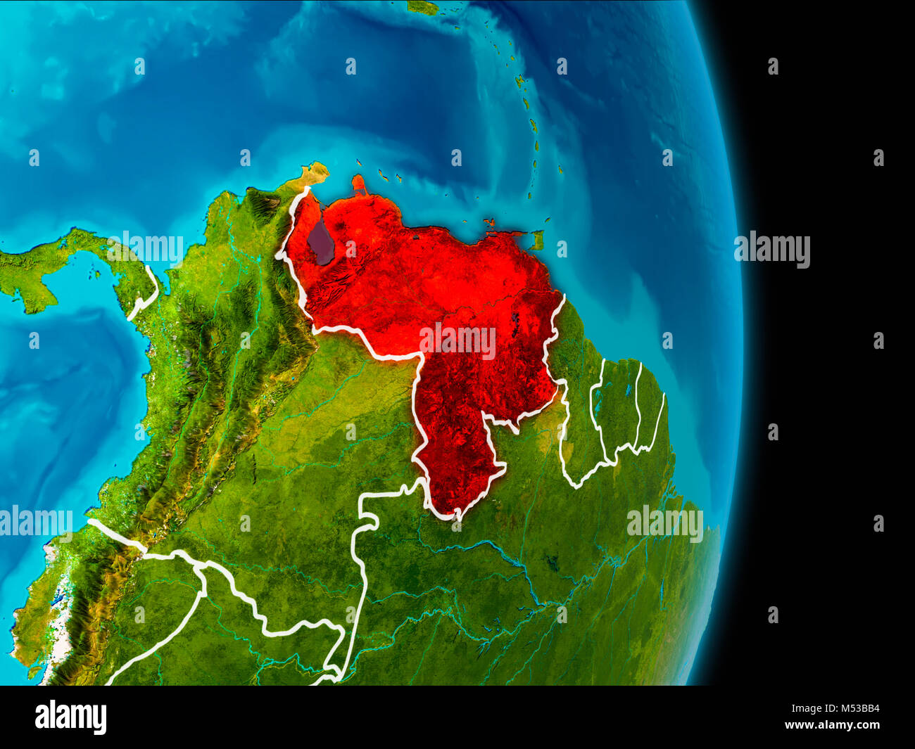 Space view venezuela highlighted hi-res stock photography and images ...