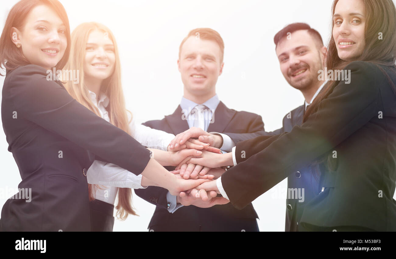 closeup.business team shows its unity Stock Photo - Alamy