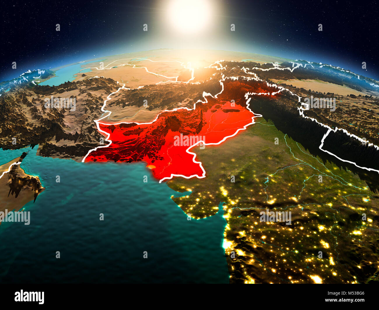 Highlighted satellite image of pakistan hi-res stock photography and ...