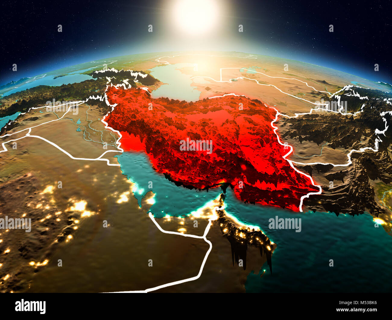 Highlighted satellite image of iran hi-res stock photography and images ...