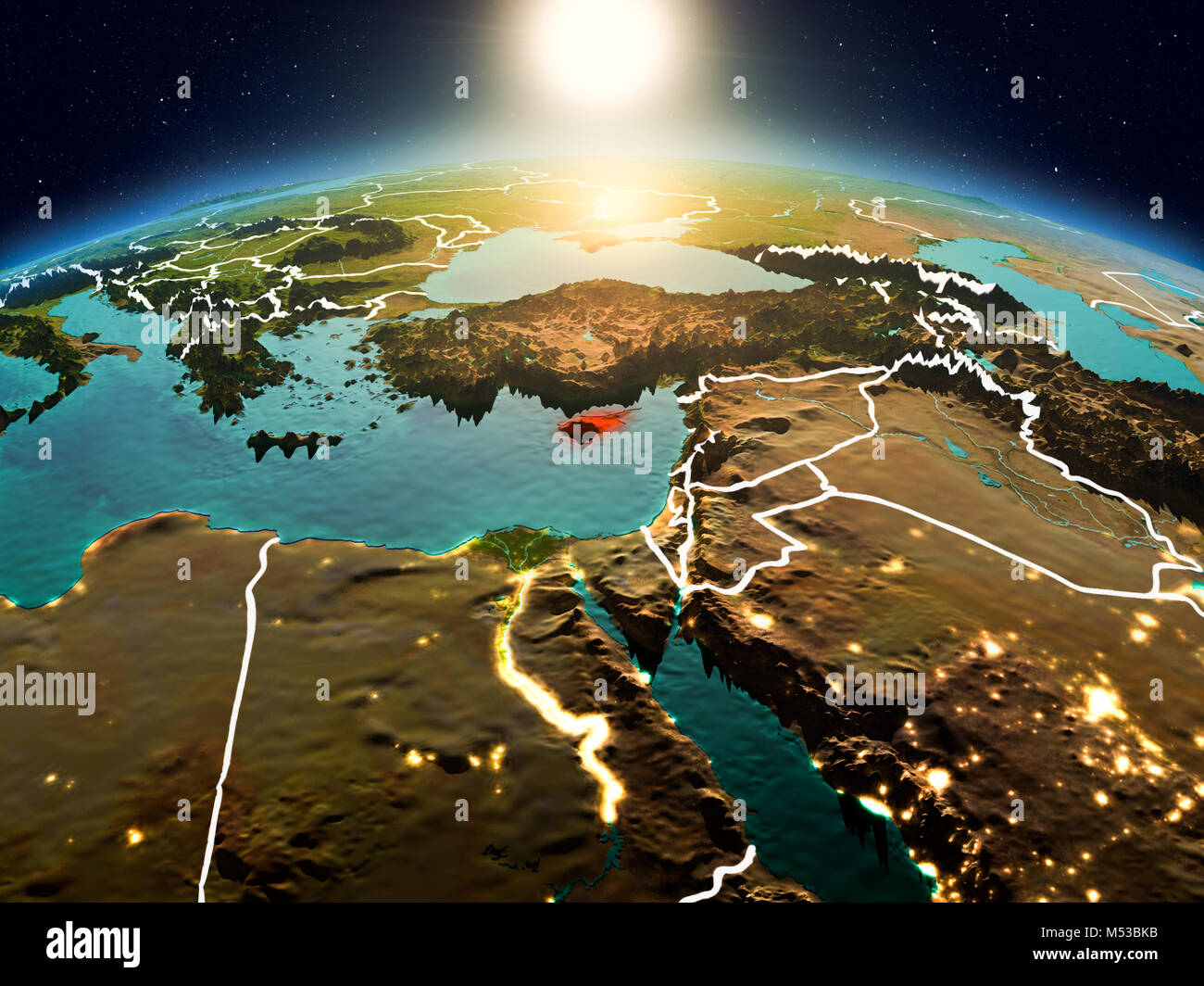 Highlighted satellite image of cyprus hi-res stock photography and ...