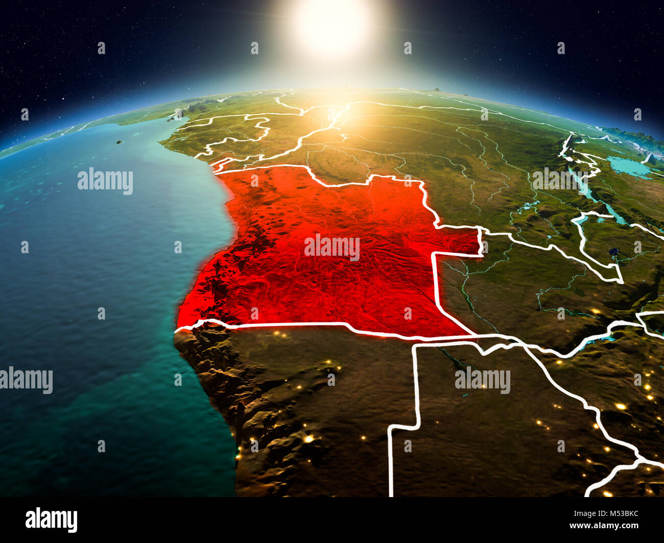 Map angola highlighted in red hi-res stock photography and images - Alamy