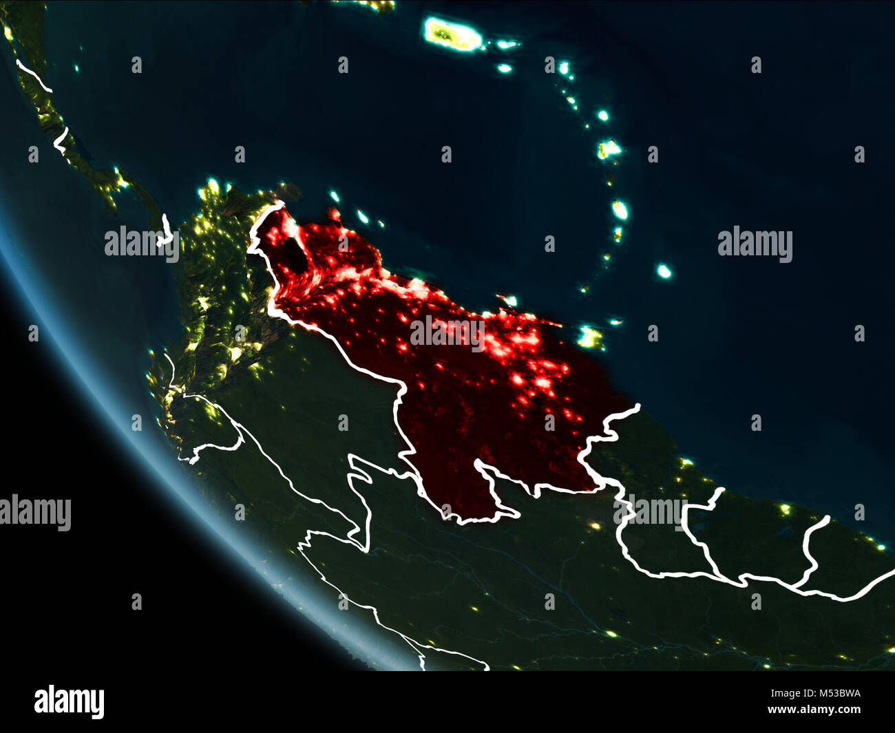 Satellite image venezuela highlighted red hi-res stock photography and ...