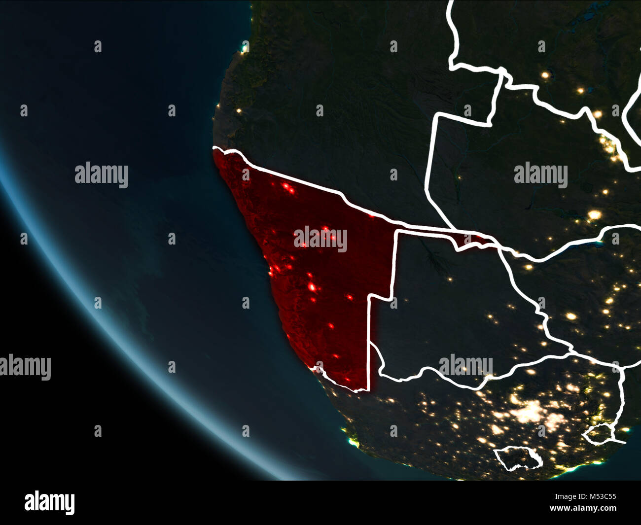 Highlighted satellite image of namibia hi-res stock photography and ...