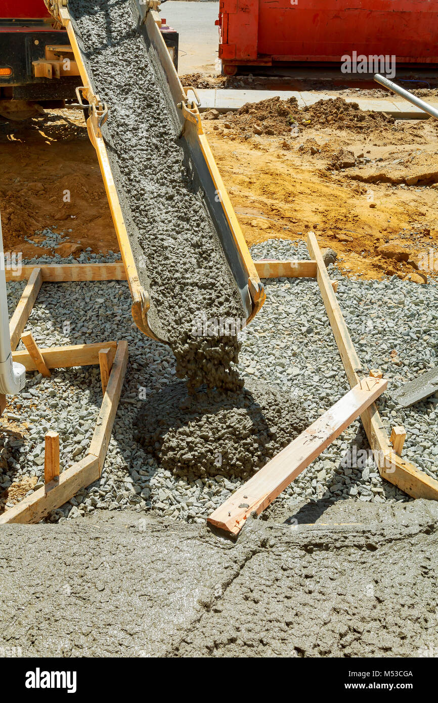 Builders concrete pavement outside the house Stock Photo - Alamy