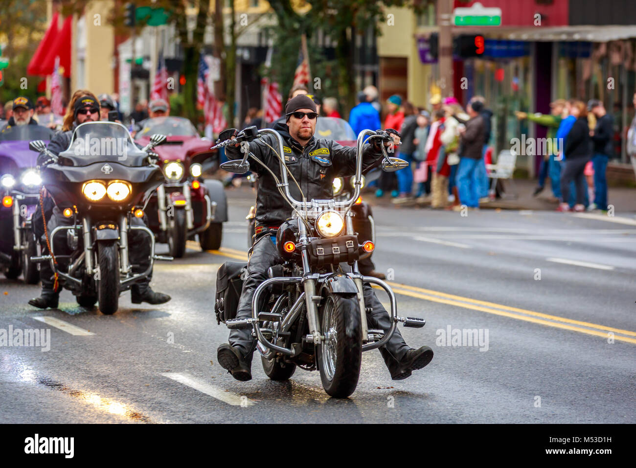 Portland, Oregon, USA - November 11, 2017: Combat Veteran Motorcycle ...