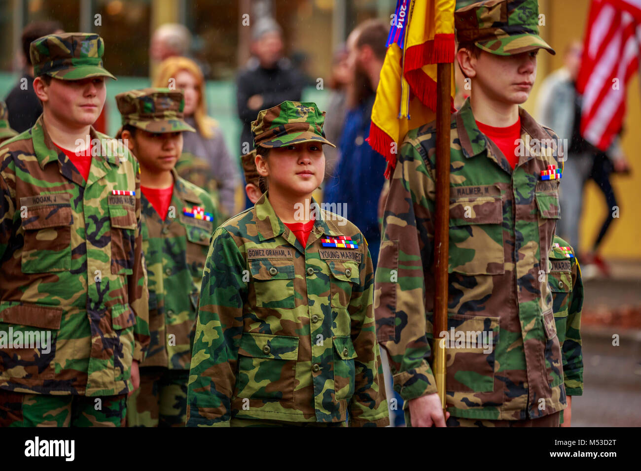 Portland, Oregon, USA - November 11, 2017: Oregon Cascade Young Marines ...