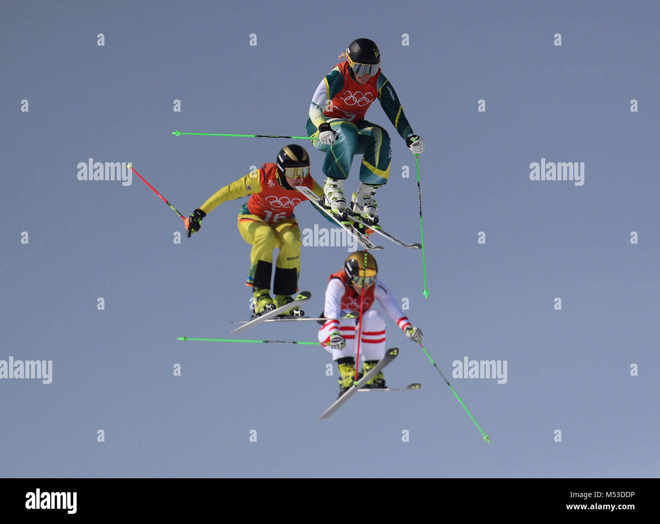 Competitors practice for the Ladies' Ski Cross Final at the Phoenix ...