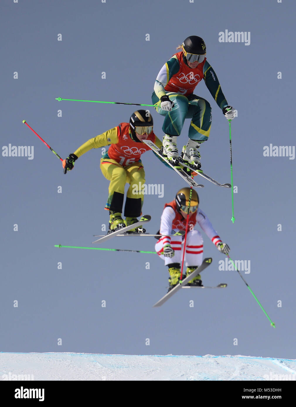 Competitors practice for the Ladies' Ski Cross Final at the Phoenix ...