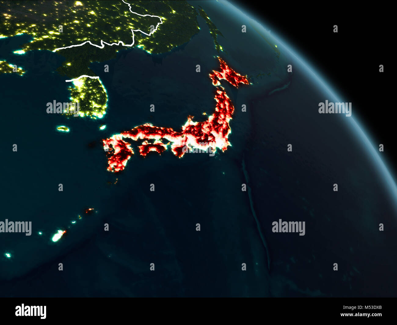 Satellite image japan night satellite hi-res stock photography and ...