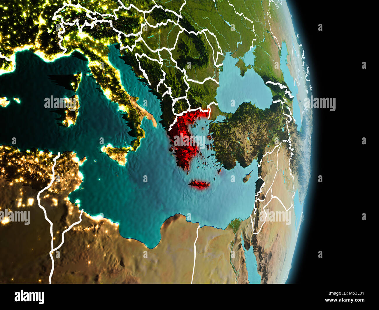 3d satellite image of greece hi-res stock photography and images - Alamy