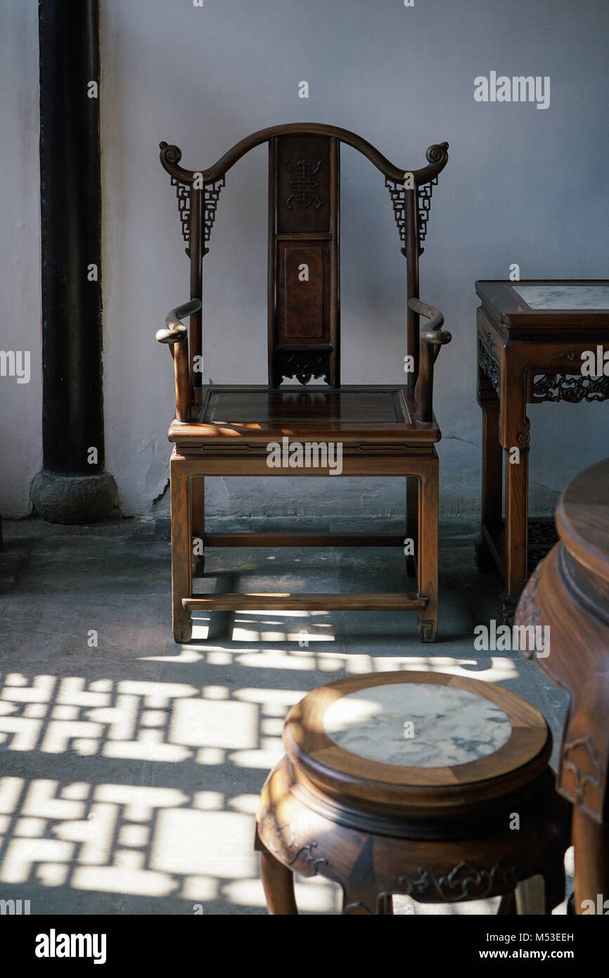 A Chinese antique chair Stock Photo - Alamy