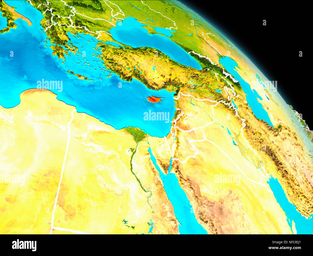 Highlighted satellite image of cyprus hi-res stock photography and ...