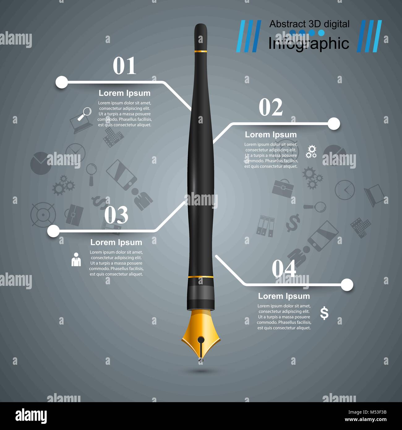 Ink pen, education icon. Business infographic Stock Vector Image & Art ...