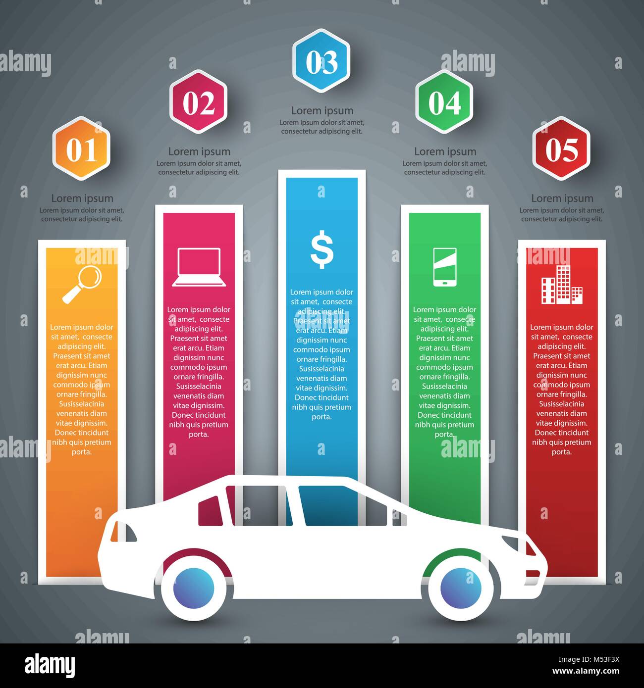Road infographic design template and marketing icons. Car icon Stock ...