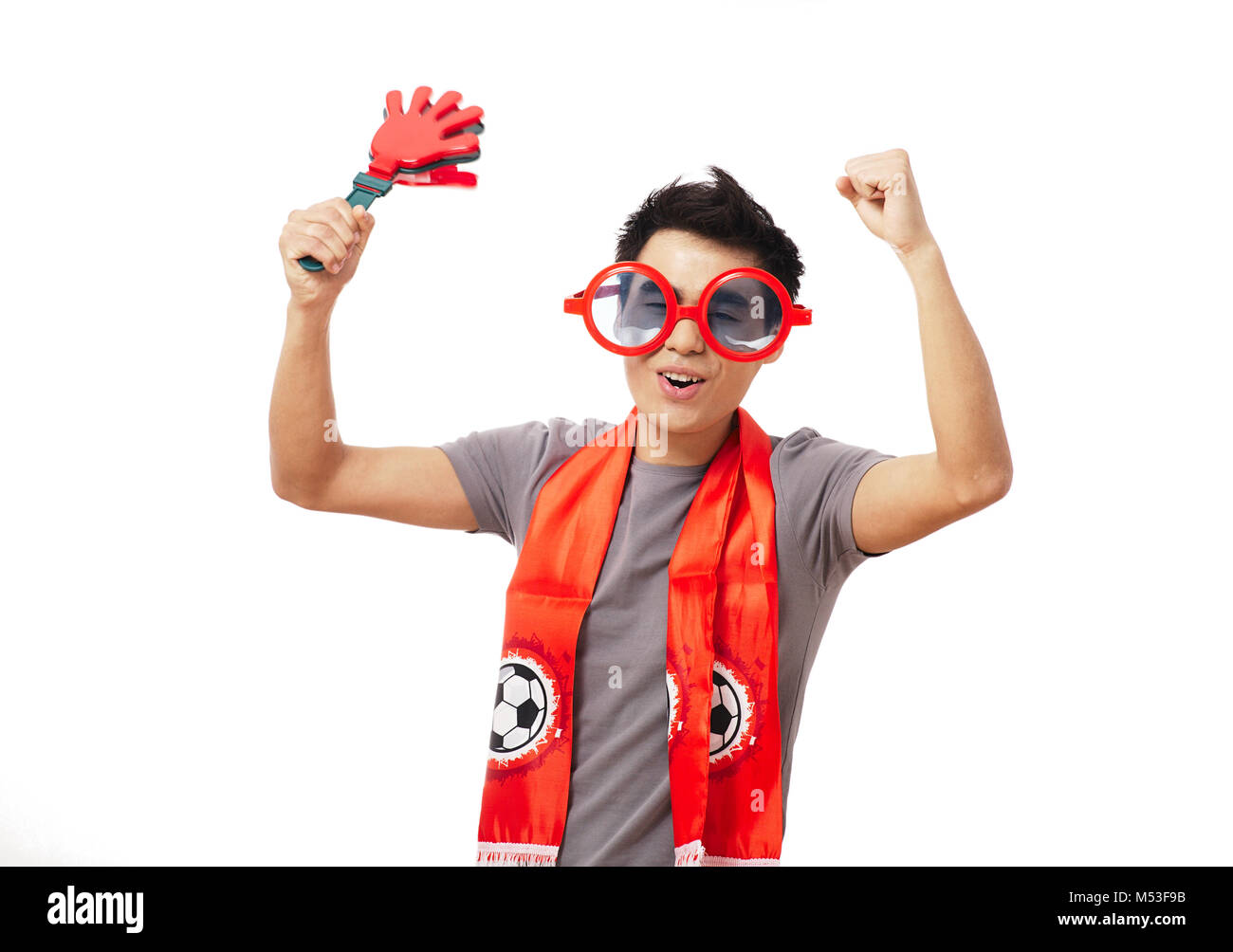 Football fan isolated on white Stock Photo - Alamy
