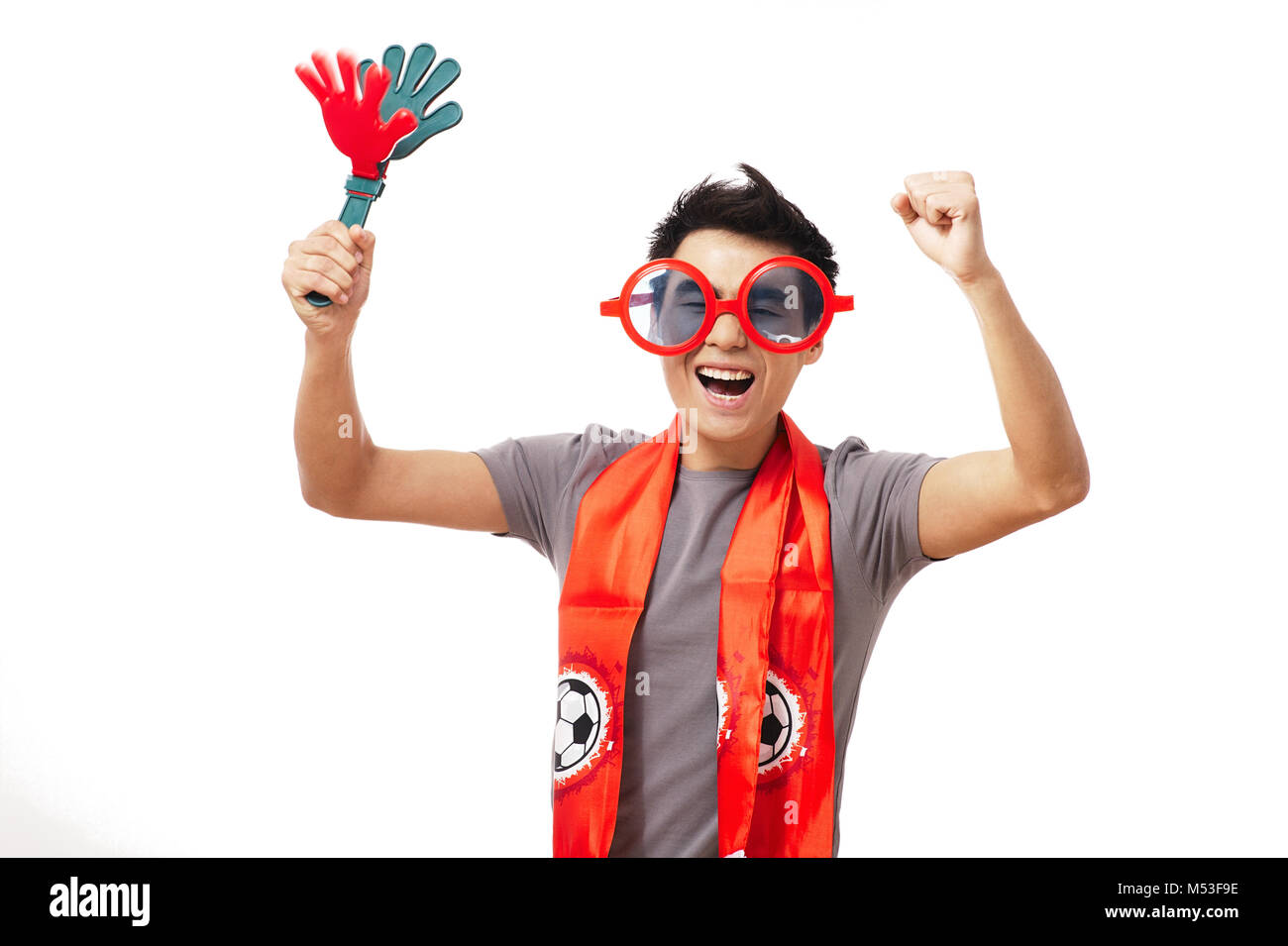 Football fan isolated on white Stock Photo - Alamy