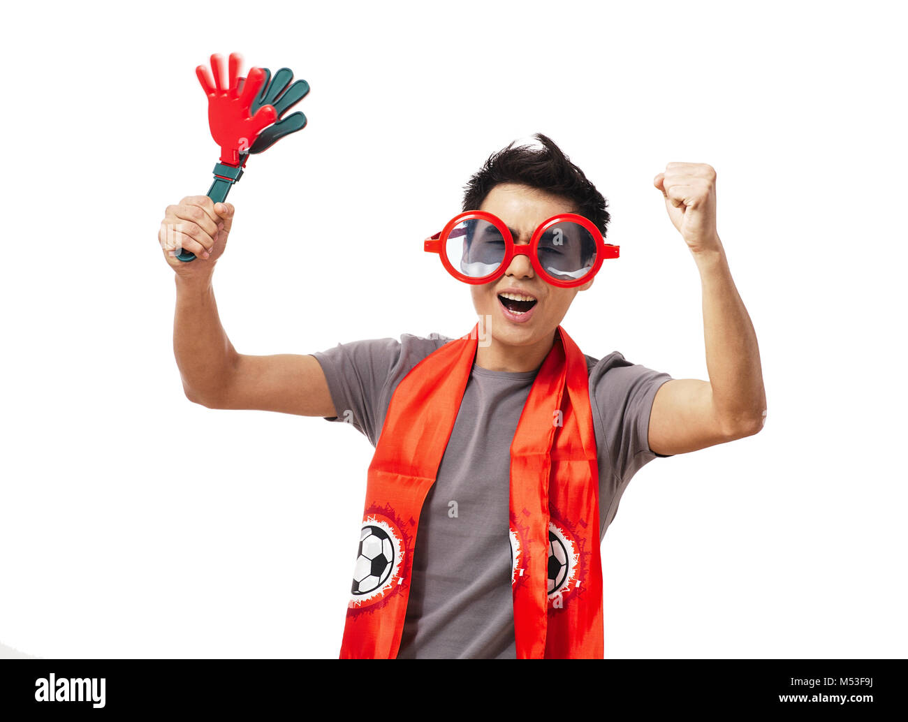 Football fan isolated on white Stock Photo - Alamy