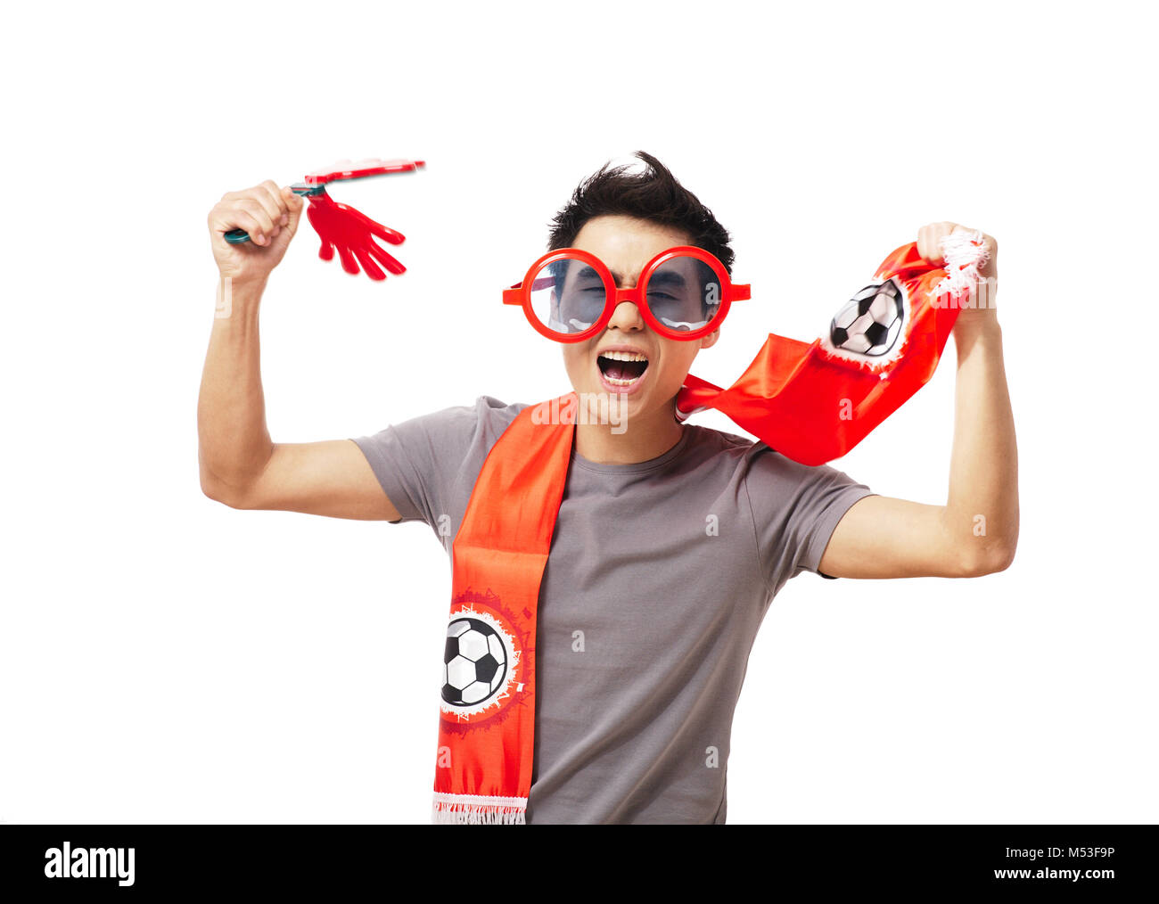 Football fan isolated on white Stock Photo - Alamy
