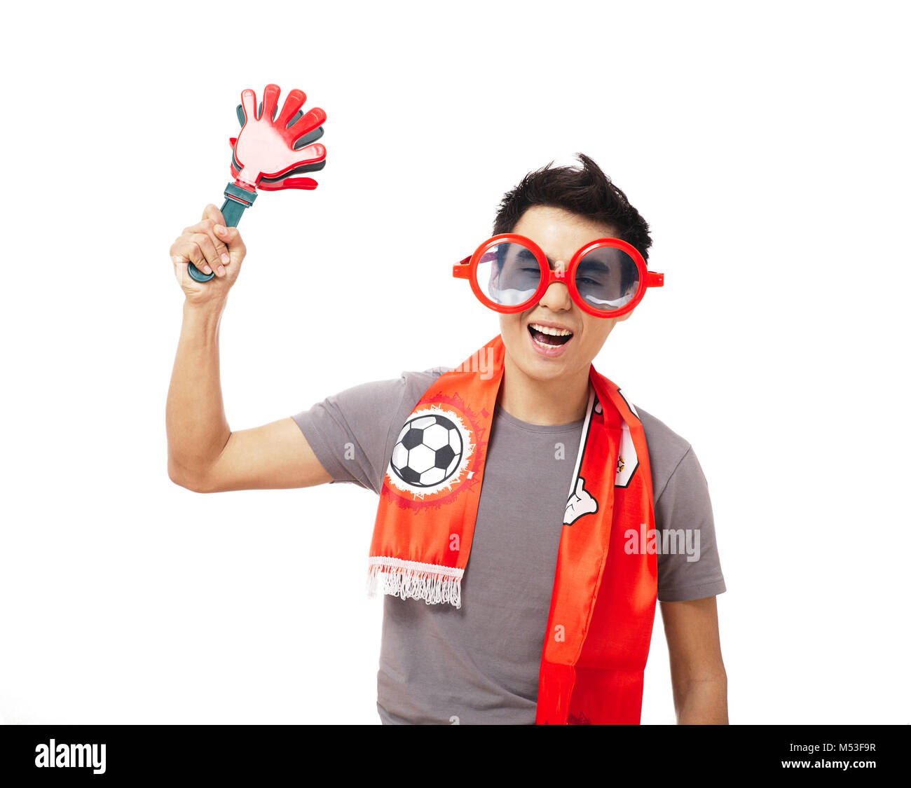 Football fan isolated on white Stock Photo - Alamy