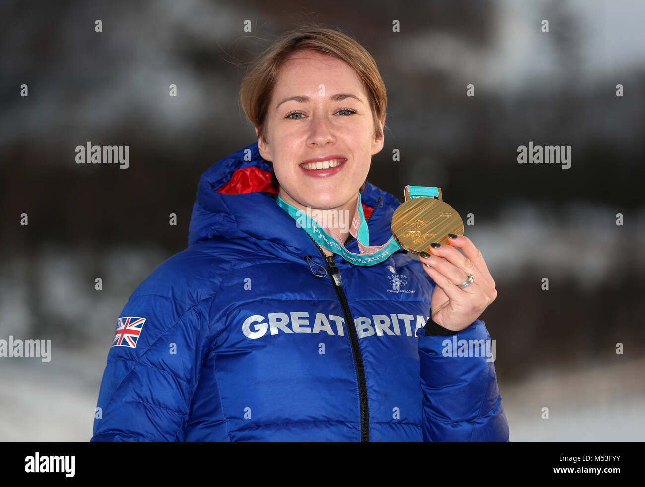 Great Britain's Lizzy Yarnold during a photocall at the MPC in Alpensia ...