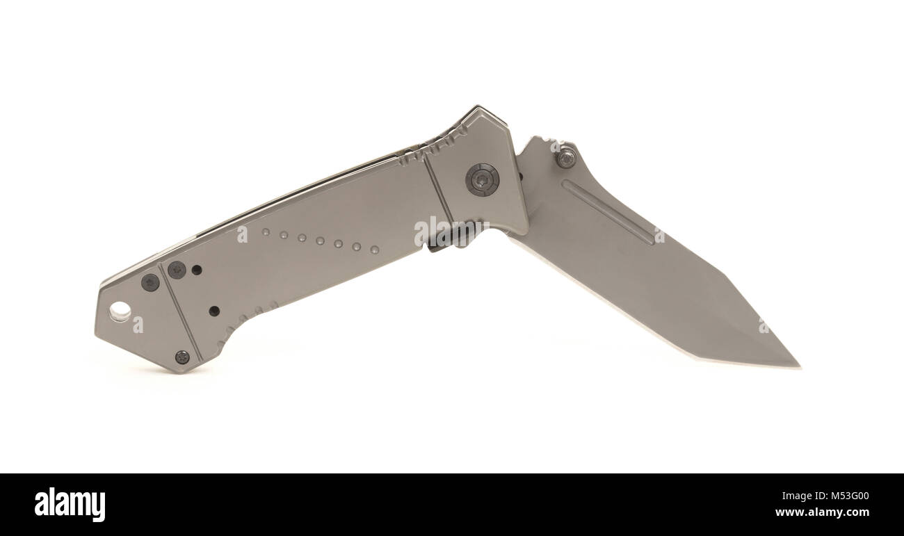 Modern pocket knife, isolated on a white background Stock Photo - Alamy
