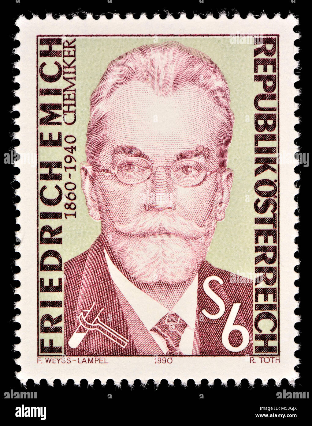 Austrian postage stamp (1990) : Friedrich Emich (1860 – 1940) Austrian ...