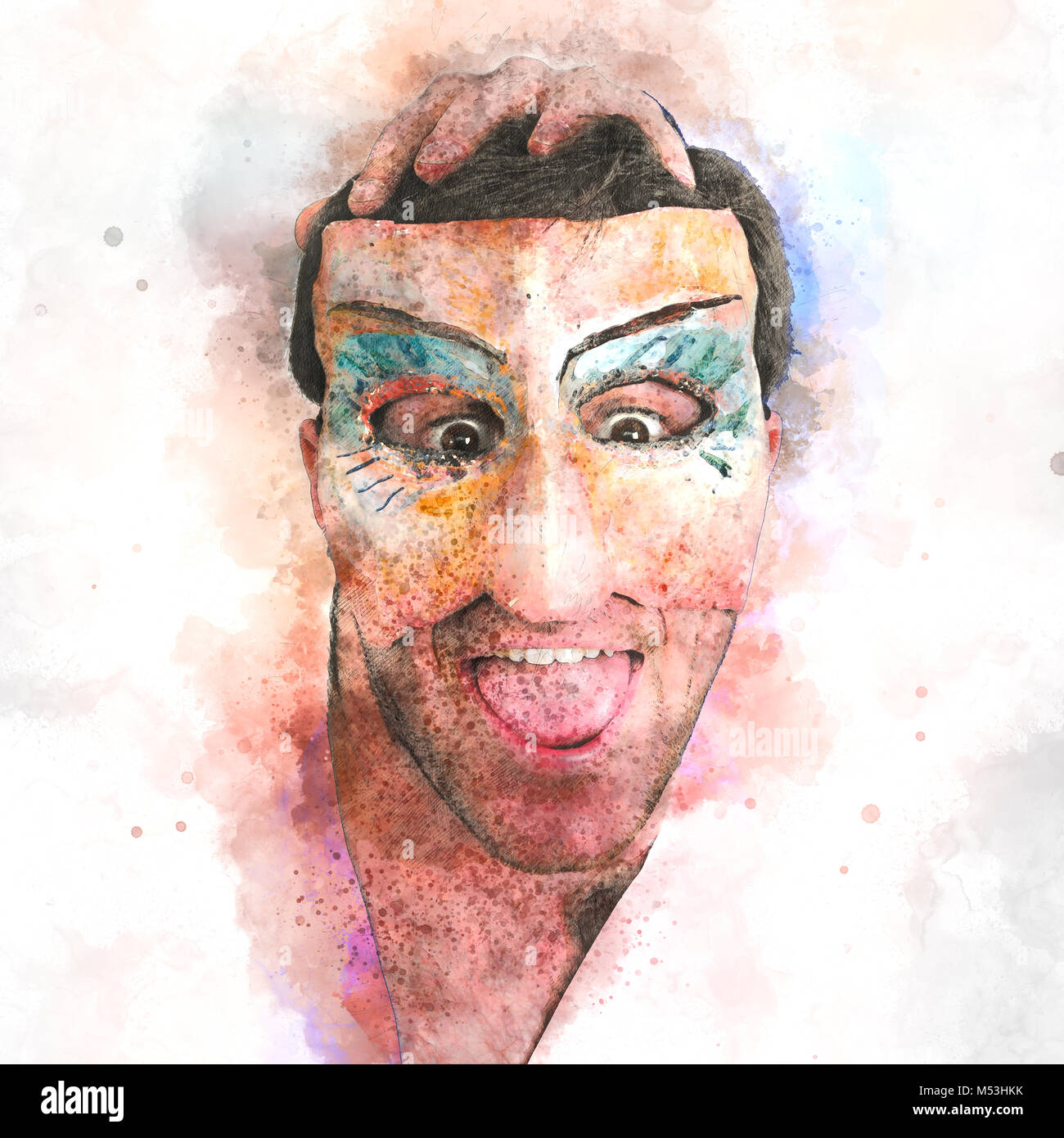 Digitally enhanced image of a Masked actor in a physical theatre Stock ...