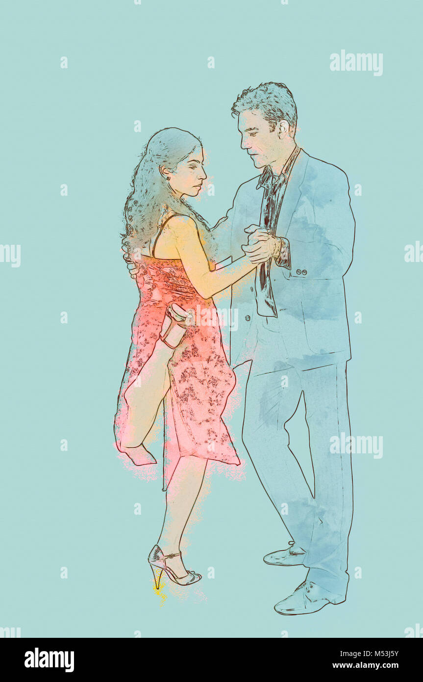 Dance tango dancing couple drawing hi-res stock photography and images ...