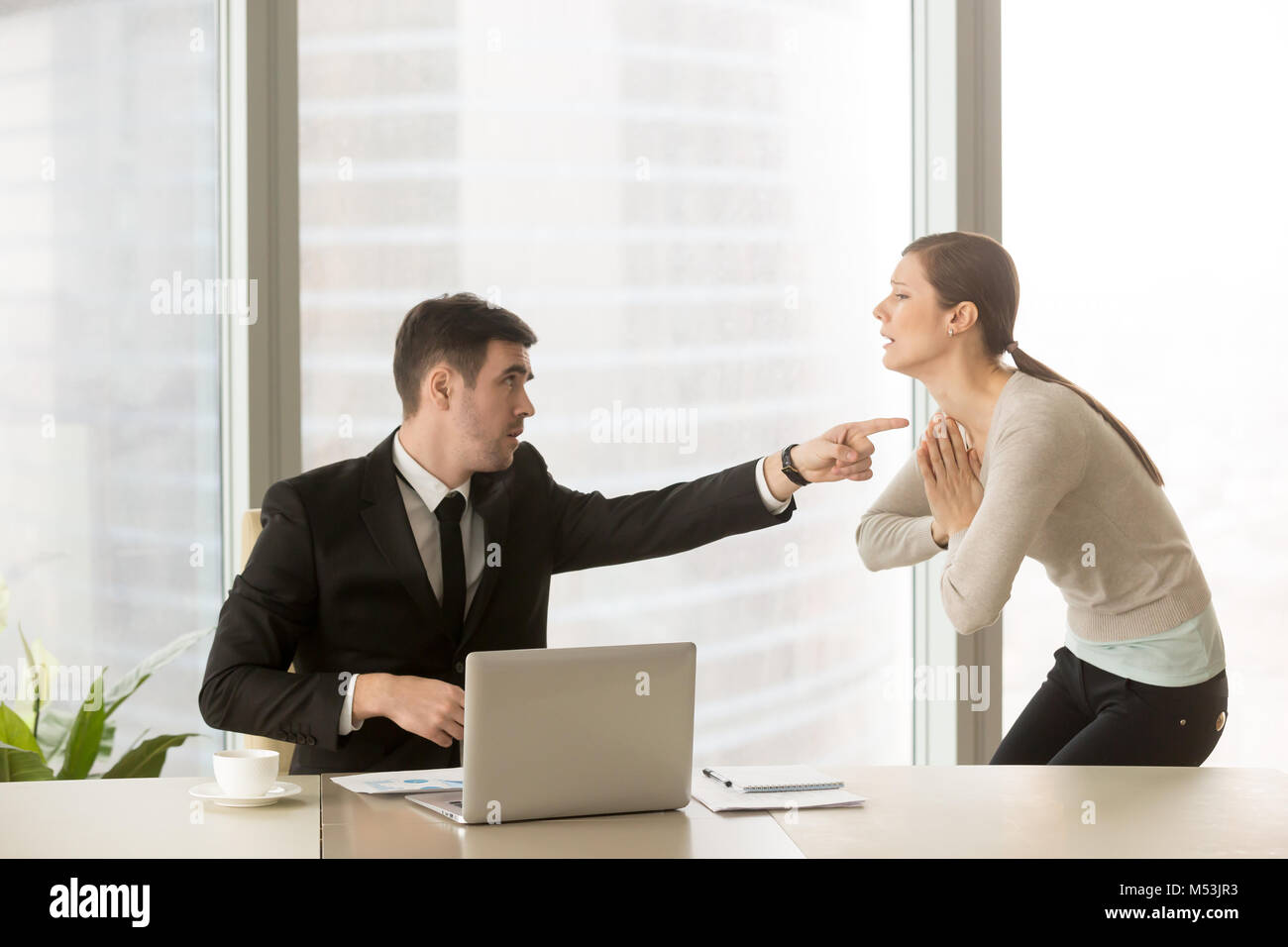 Female manager angry with office worker hi-res stock photography and ...