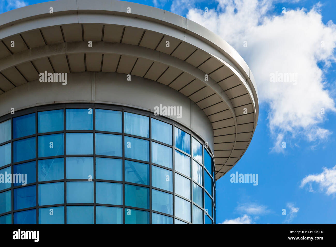 The blue glass Brixham Harbour Master's Office on New Fish Quay ...