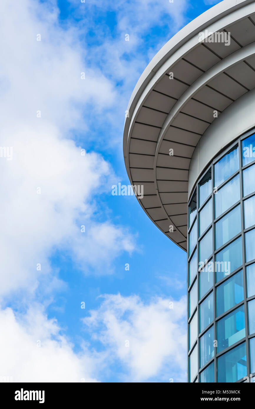 The blue glass Brixham Harbour Master's Office on New Fish Quay ...