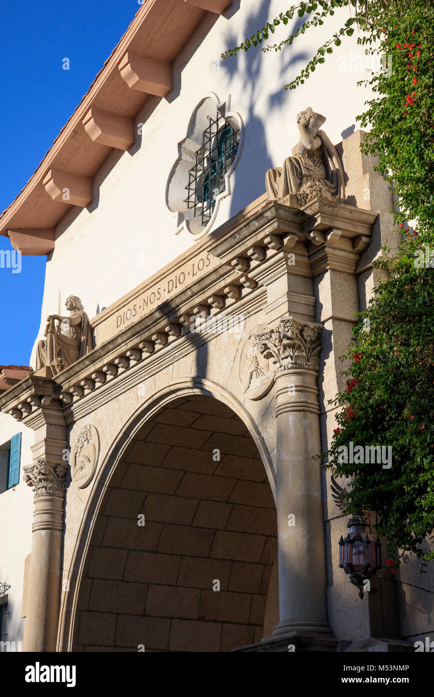Detail shot of the Santa Barbara County Courthouse featuring many ...