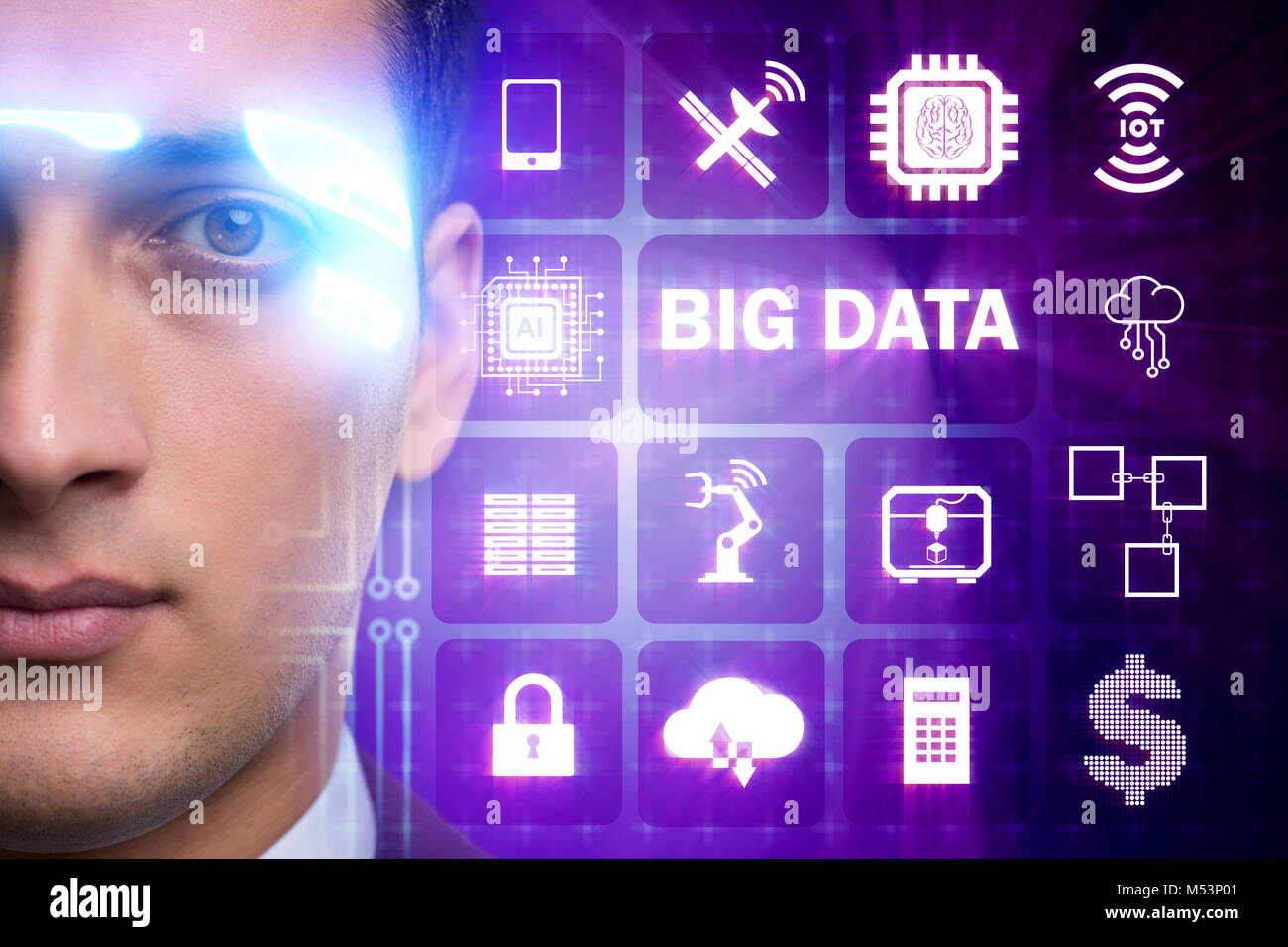 Big data modern computing concept with businessman Stock Photo - Alamy