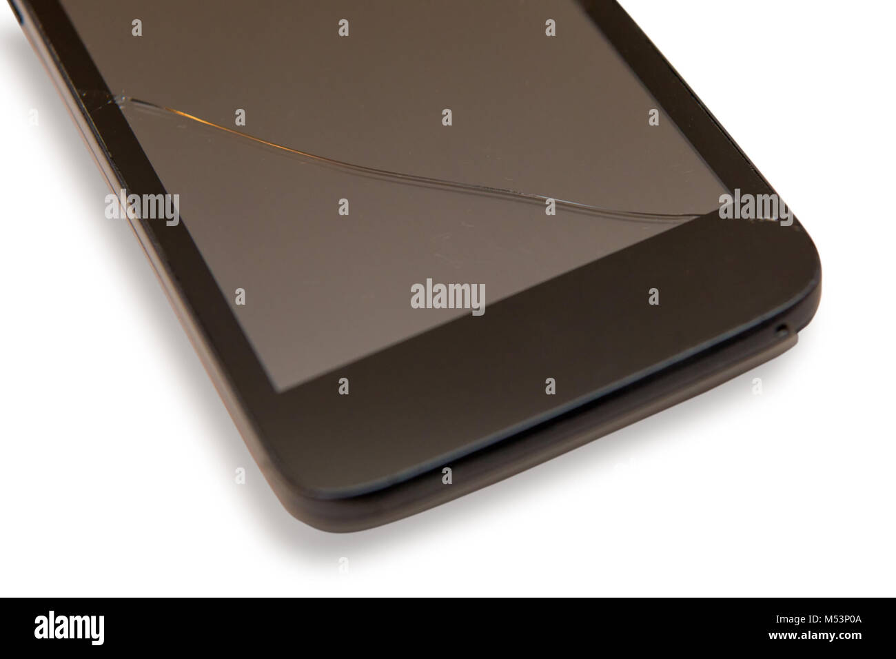 Broken touch screen of modern smart phone. Selective focus on the ...