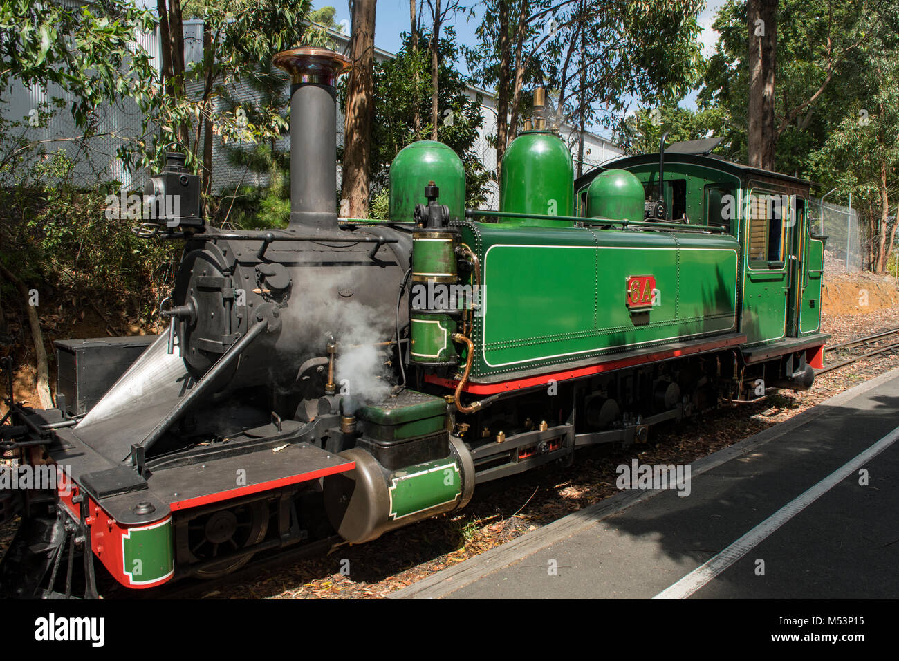 Puffing Billy Steam Locomotive No. 6A at Mezies Creek, Victoria, Australia Stock Photo - Alamy