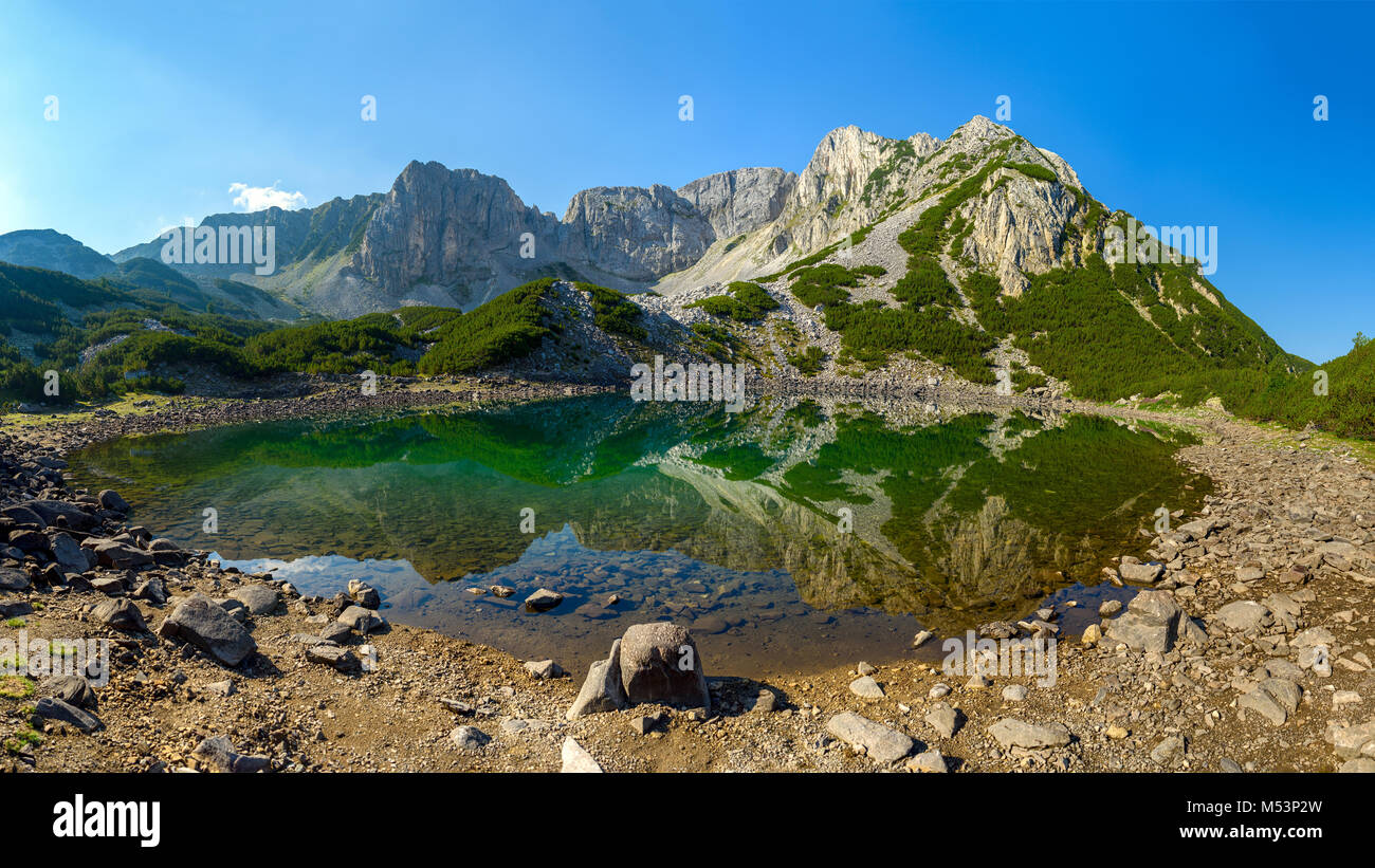 Sinanitsa peak reflecting in Sinanishko Lake in the small Sinanitsa ...