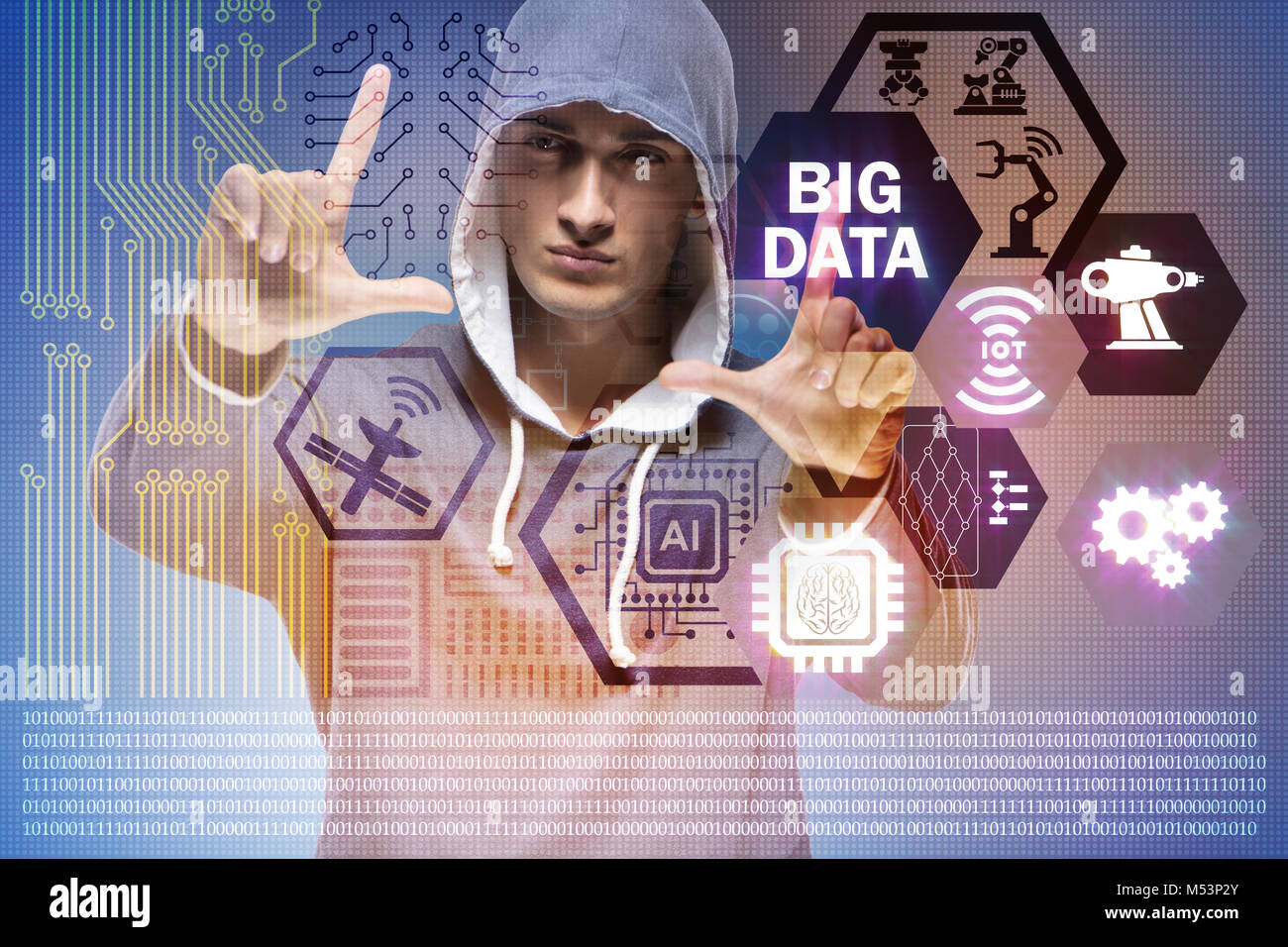 Security of big data concept with hacker Stock Photo - Alamy