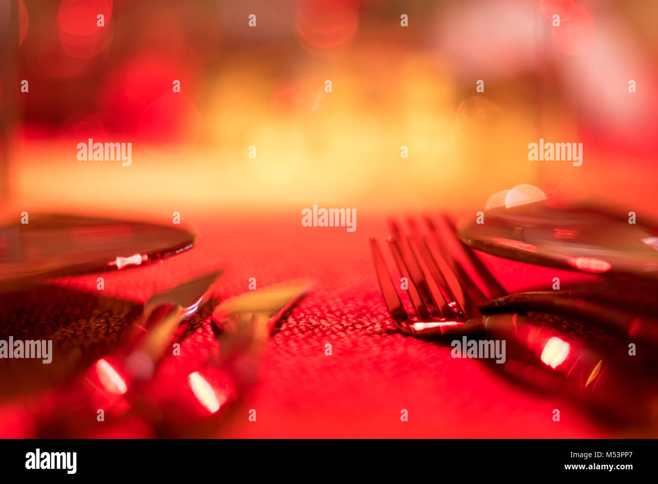Party Setting with Colorful Bokeh Background Stock Photo - Alamy