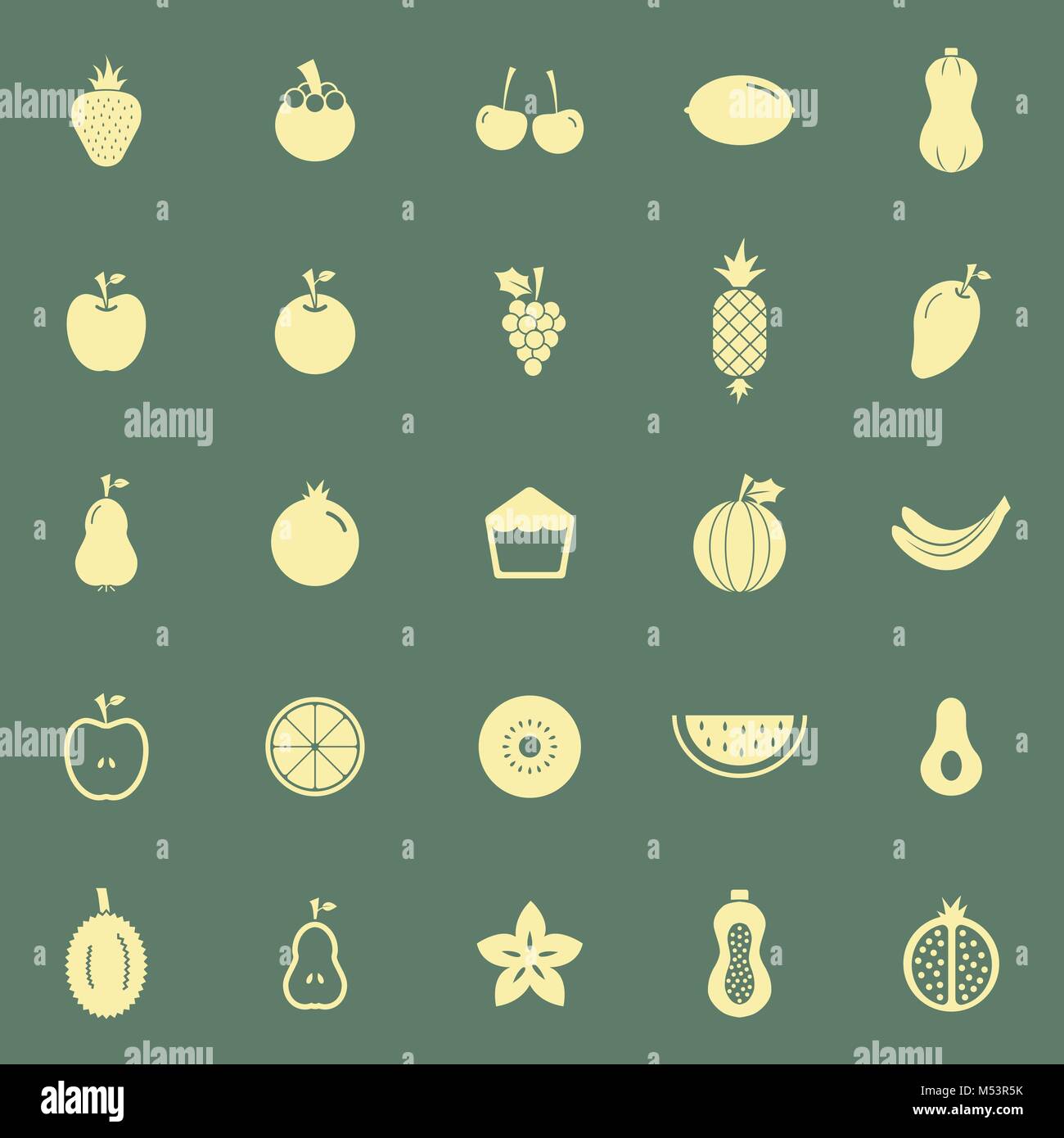 Fruit color icons on green background, stock vector Stock Vector Image ...