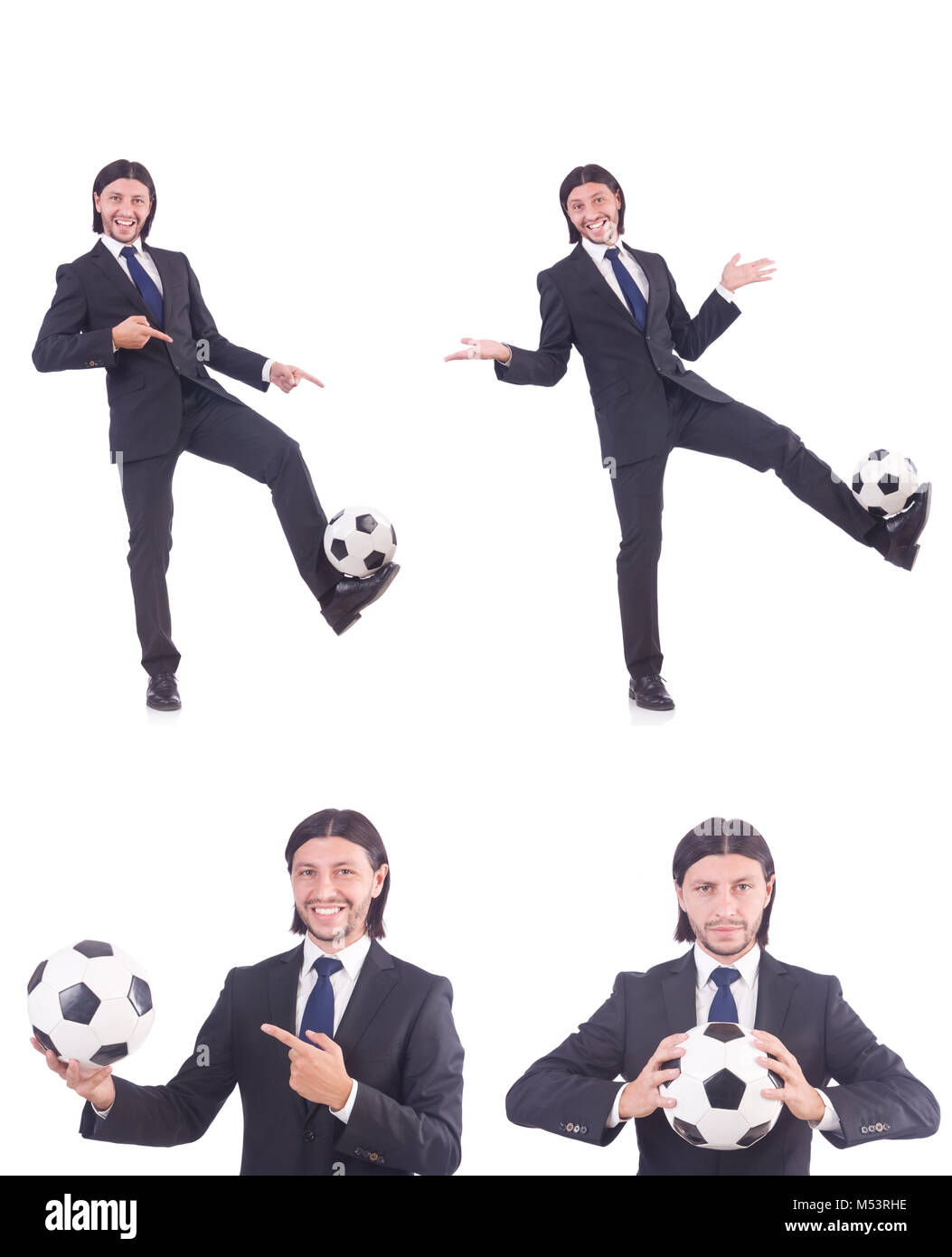 Man with football isolated on white Stock Photo - Alamy